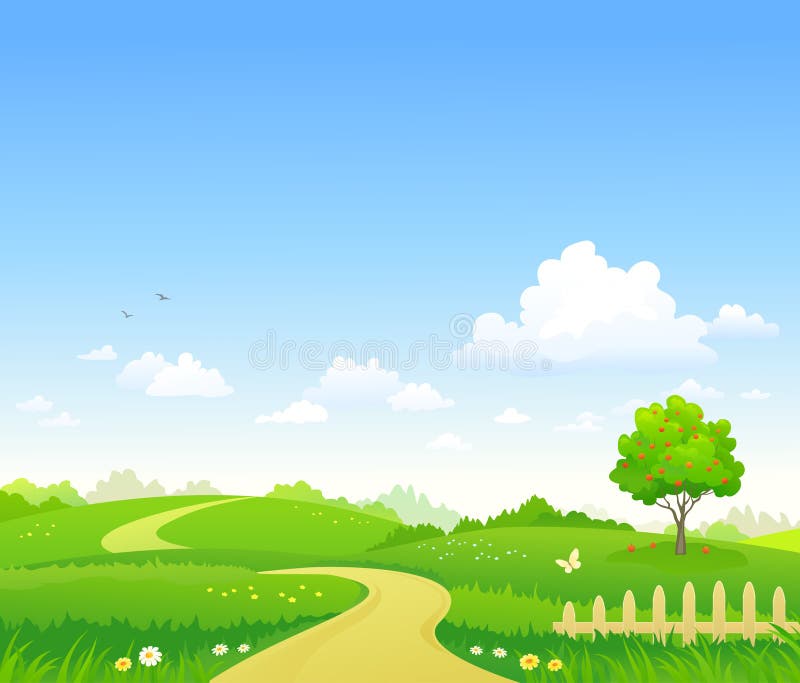 Summer landscape stock vector. Illustration of foliage - 53596071