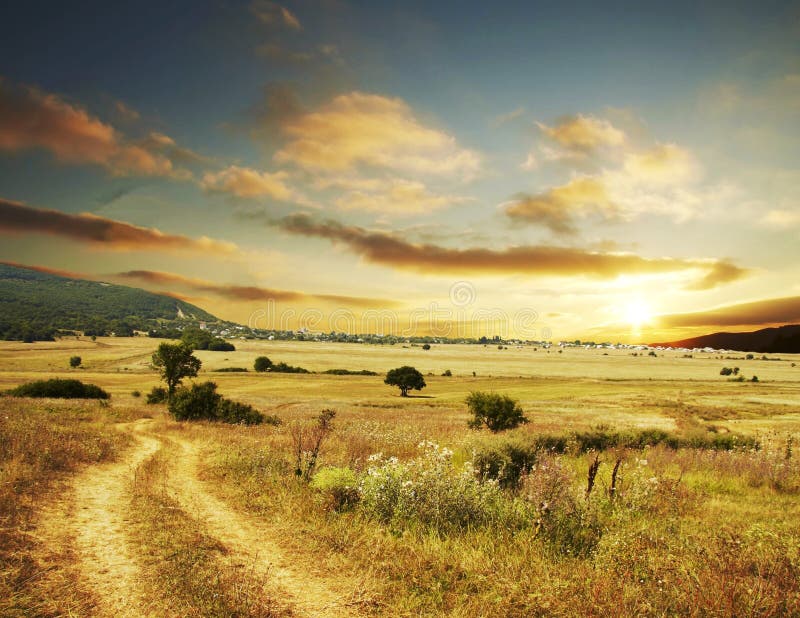 Rural sunset stock photo. Image of beautiful, landscapes - 2558852