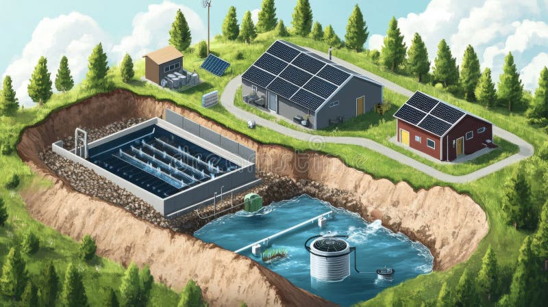 Rural Sustainable Energy System Illustration Stock Illustration ...