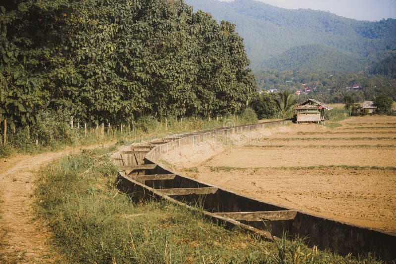 Rural town view stock photo. Image of cabin, river, cottage - 83636966