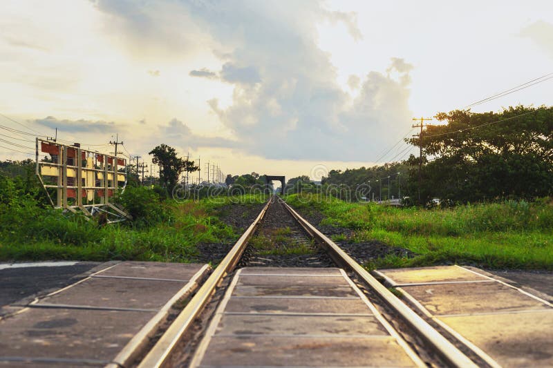Rural Train Tracks with Beautiful Nature on Both Sides of the Road ...