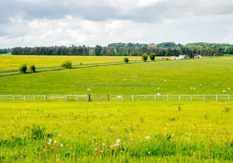 Rural view in England stock image. Image of gate, cloud - 72862861