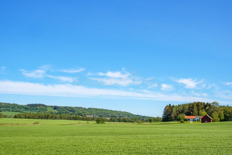 Rural View with a Farmhouse on a Field Stock Image - Image of crops ...