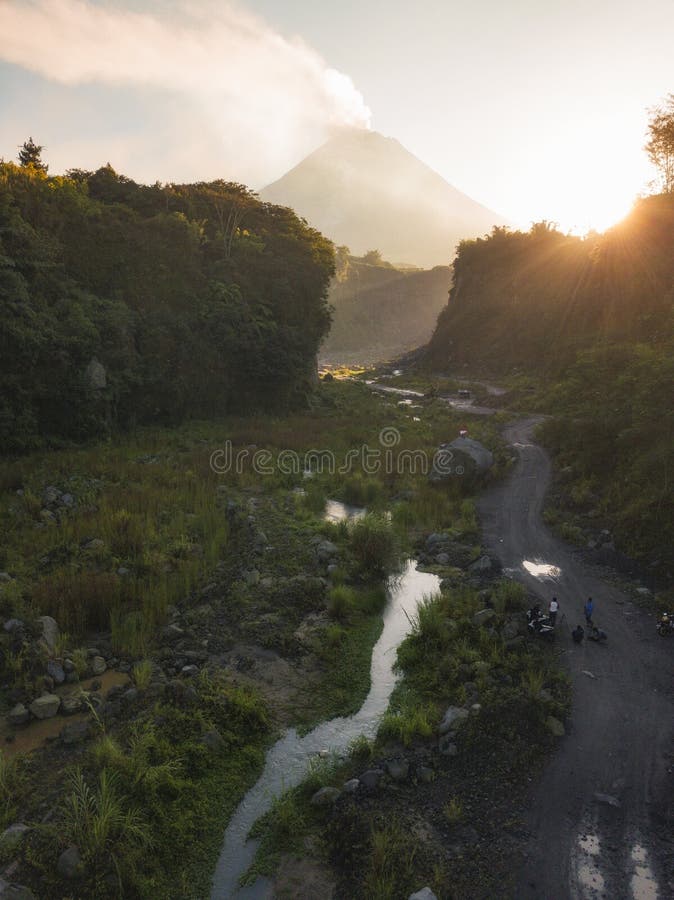 Rural View of River and Lava Path Surrounded by Dense of Forest with ...
