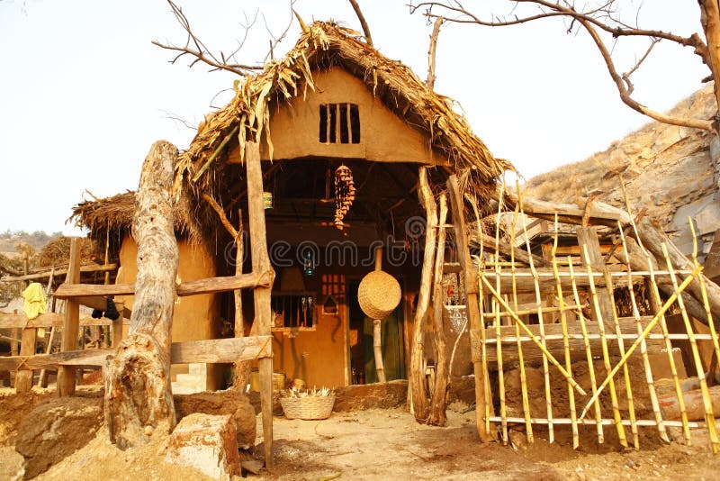 Rural Village Poor House India Stock Image - Image of bull ...
