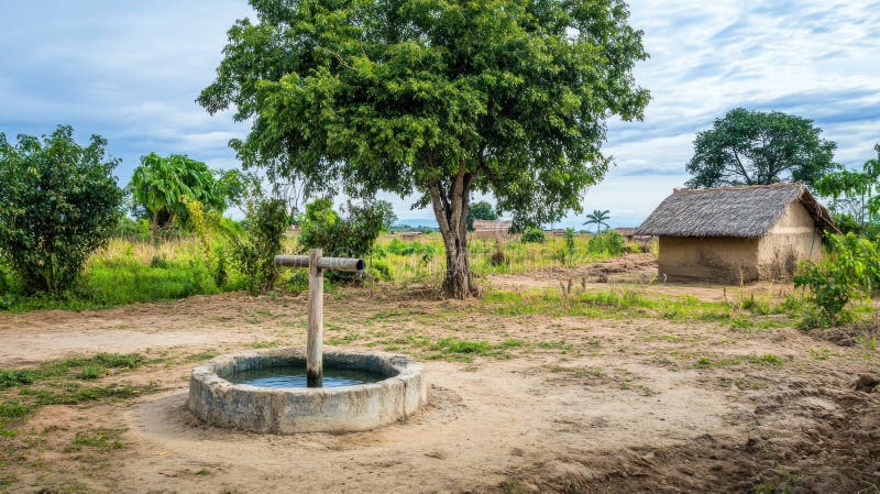 Rural African Well stock illustration. Illustration of field - 387512509