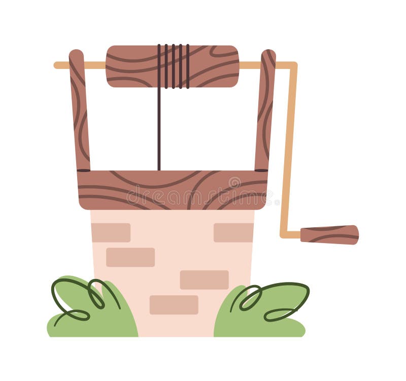 Rural Water Well Vector Illustration Stock Vector - Illustration of ...