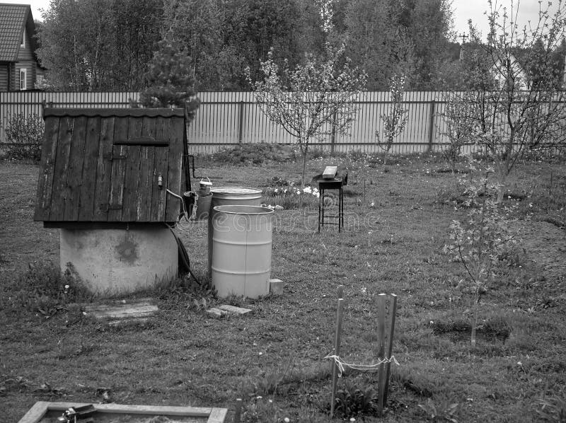 Rural Well at Their Summer Cottage in the Spring Stock Image - Image of ...