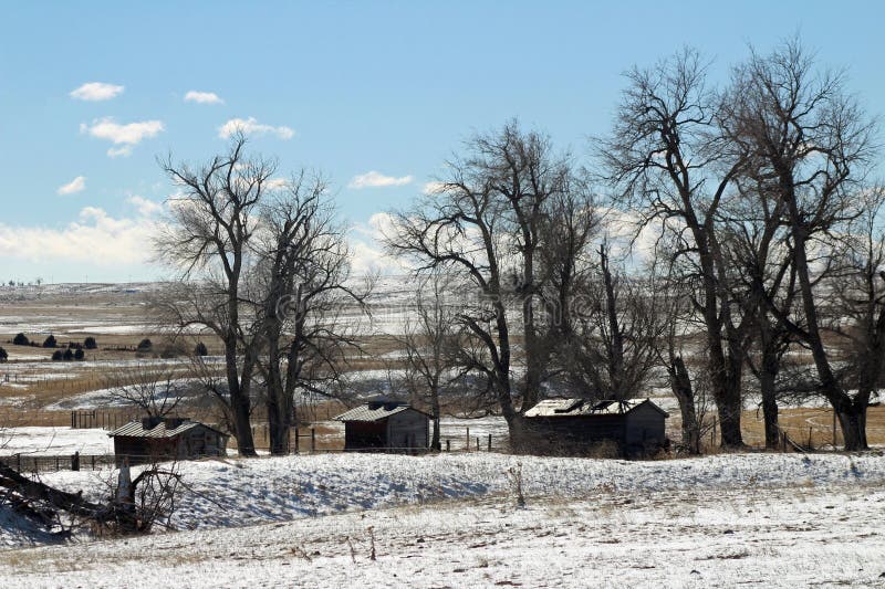 Rural Western Nebraska in Winter Stock Image - Image of travel, shack ...