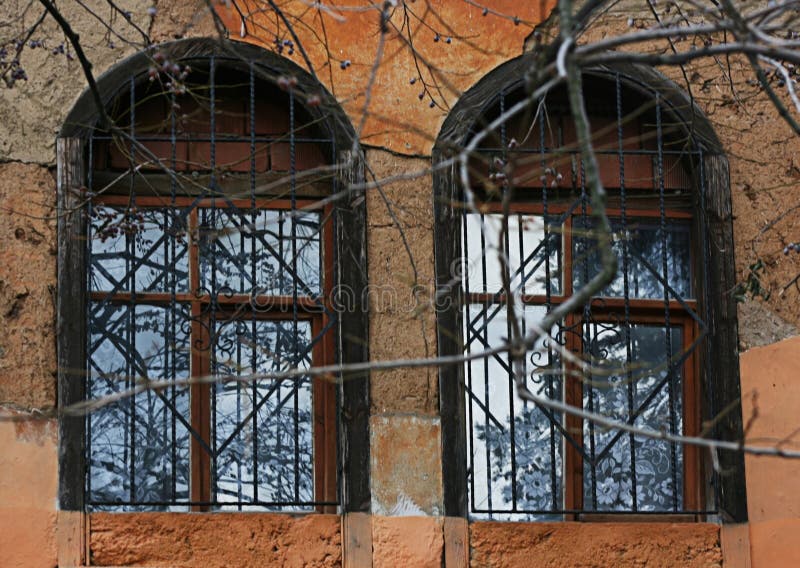 Rural Windows on Traditional House Stock Image - Image of exterior ...