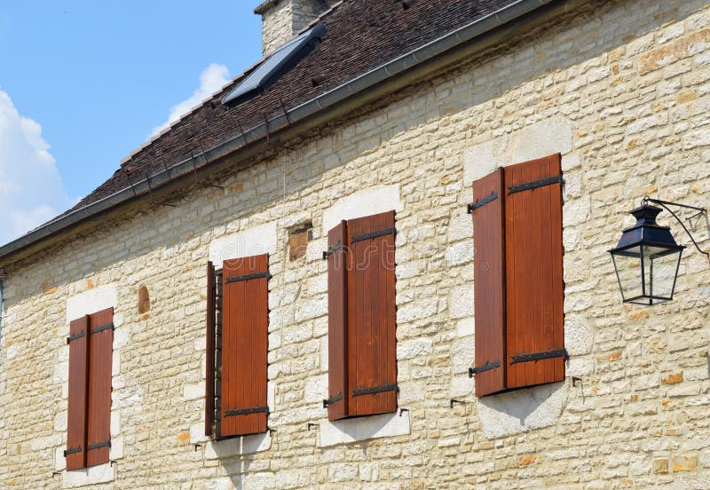 Rural Windows on Traditional House Stock Image - Image of exterior ...