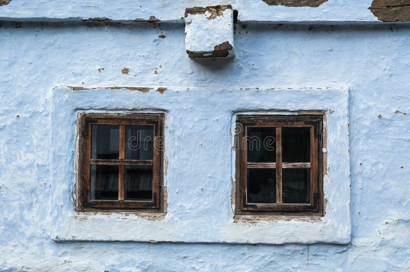 Rural Windows on Traditional House Stock Image - Image of exterior ...