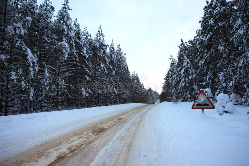 Rural Winter Road in the Forest Stock Image - Image of sunset, frost ...