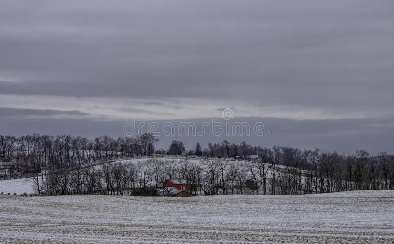 Rural winter scene stock photo. Image of leaves, farm - 173184784