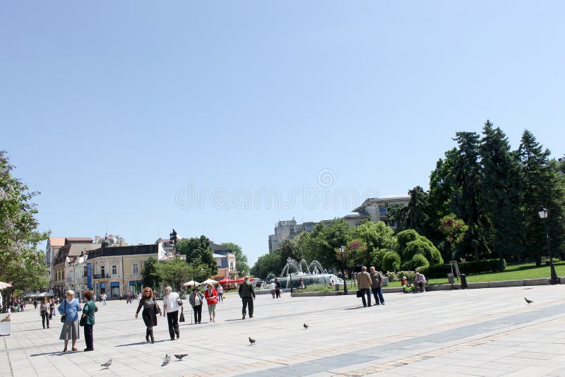 Ruse, Bulgaria - May 08 2015 : People Walking in the Center in S ...