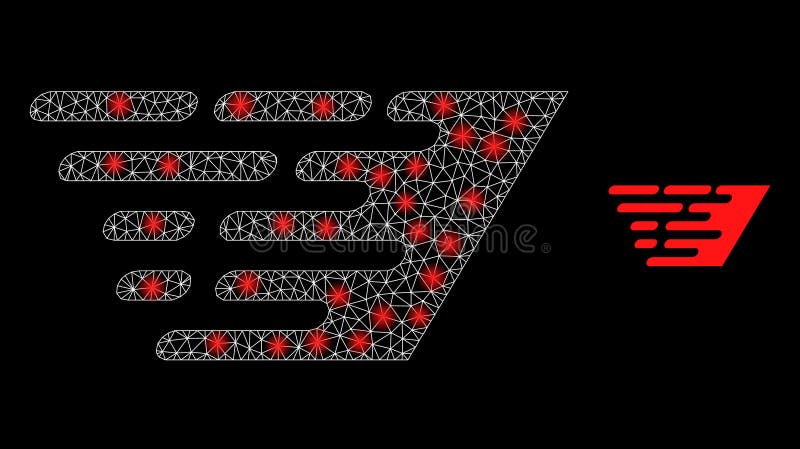 Rush Effect Icon - Wire Frame Mesh with Glare Dots Stock Vector ...