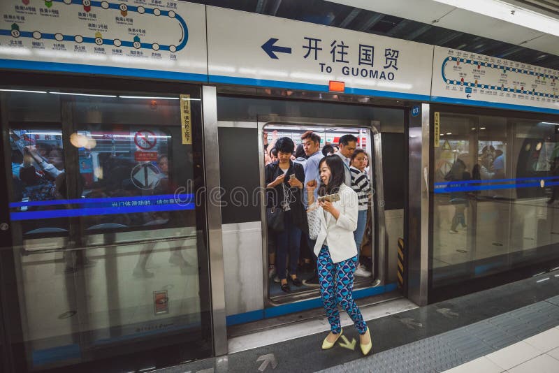 Rush Hour in Beijing Metro, China Editorial Photography - Image of ...