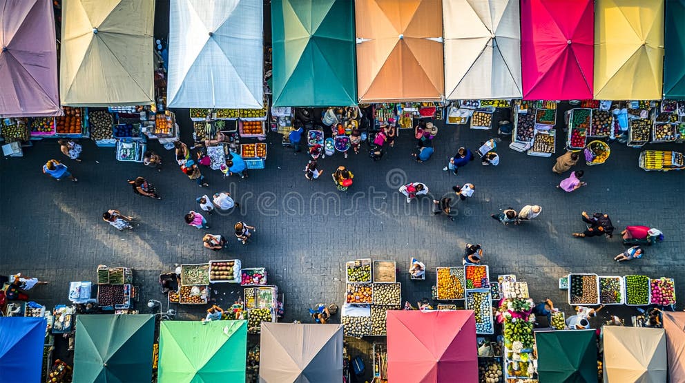 Rush Hour City Bazaar, View from Above. Generated by Ai Stock ...