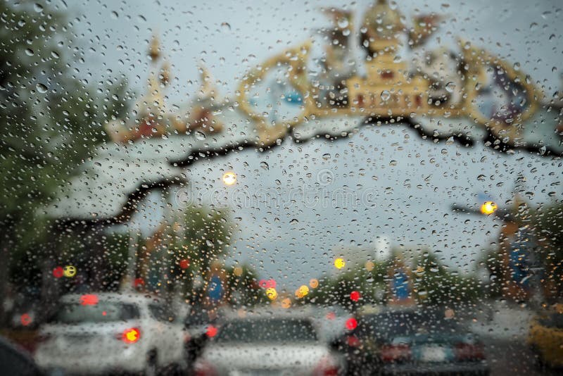 Rush hour in rain stock photo. Image of bangkok, evening - 74297014