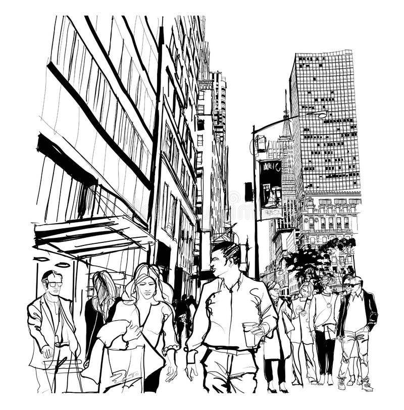 Rush Hour on 5th Avenue in Manhattan Stock Vector - Illustration of ...