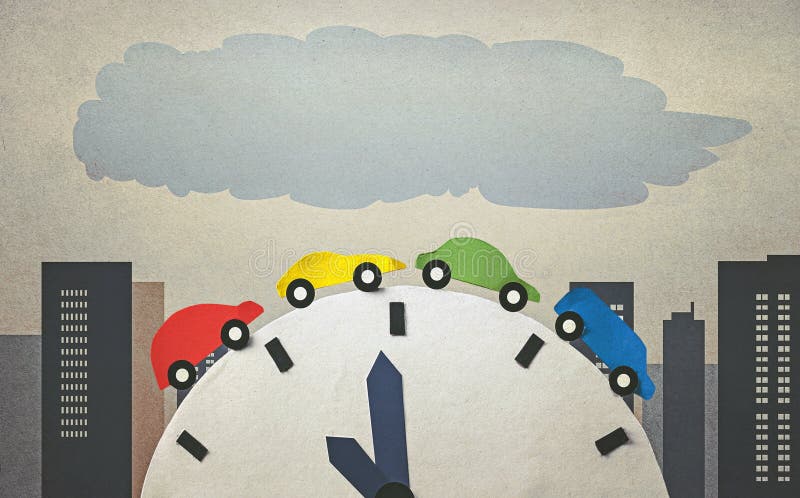 Rush hour stock illustration. Illustration of clock, pollution - 54138415