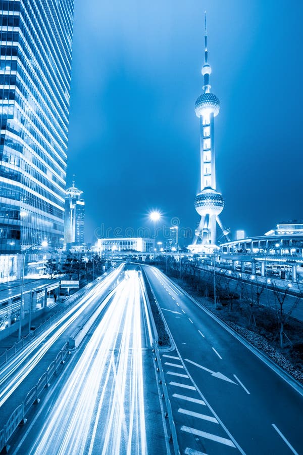 Rush Hour Traffic at Night in Shanghai Stock Photo - Image of headlight ...