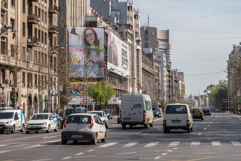 Rush Hour Traffic in University Square of Bucharest Editorial Stock ...