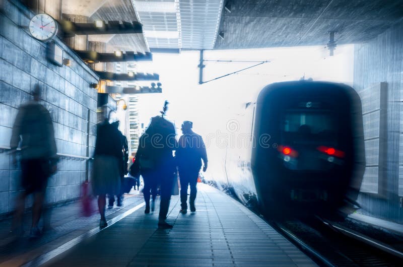 Rush Hour Train Station Busy People Stock Photo - Image of moving ...