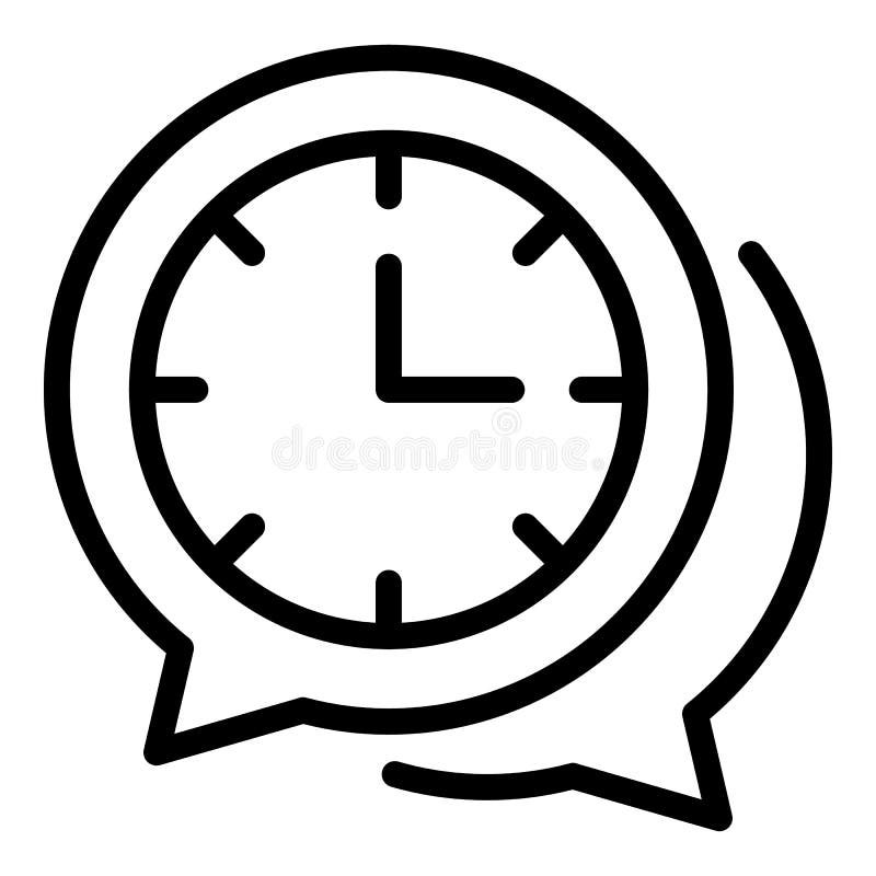 Chat Time Icon with Outline Style Stock Vector - Illustration of print ...