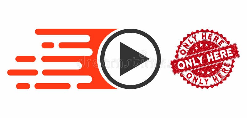 Rush Play Symbol Icon with Textured only Here Stamp Stock Illustration ...