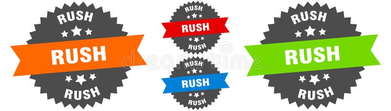 Rush Sign. Round Ribbon Label Set. Seal Stock Vector - Illustration of ...