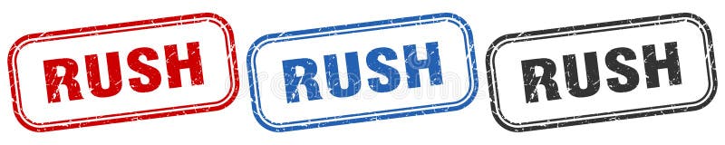 Rush Square Isolated Sign Set. Rush Stamp. Stock Vector - Illustration ...