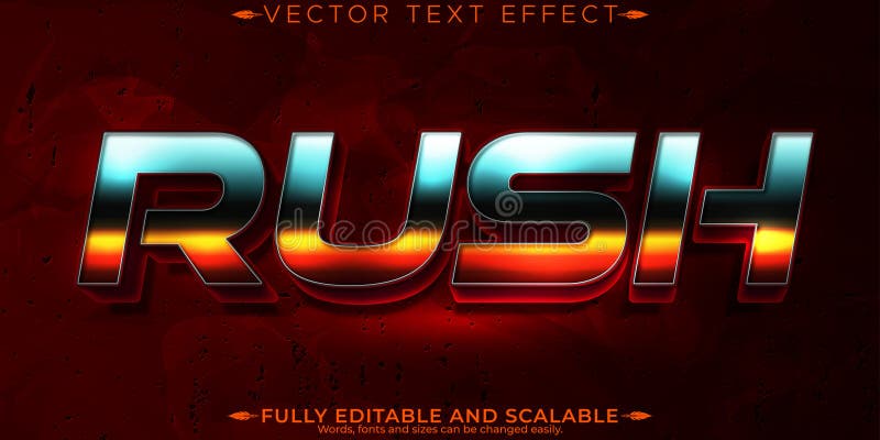 Rush Text Effect, Editable Metallic and Shiny Text Style Stock Vector ...