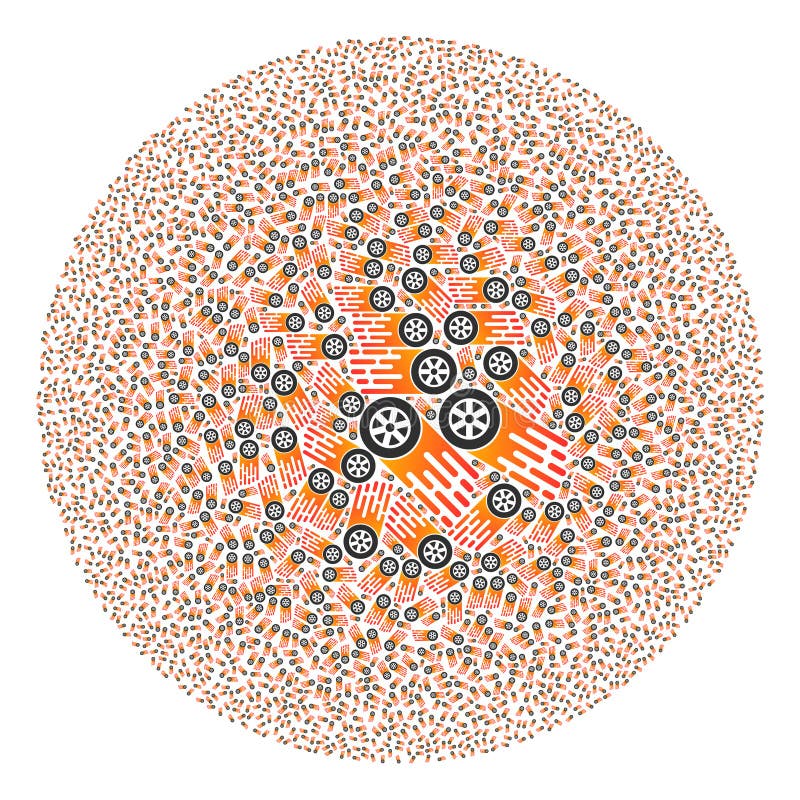 Rush Wheel Icon Round Cluster Collage Stock Vector - Illustration of ...