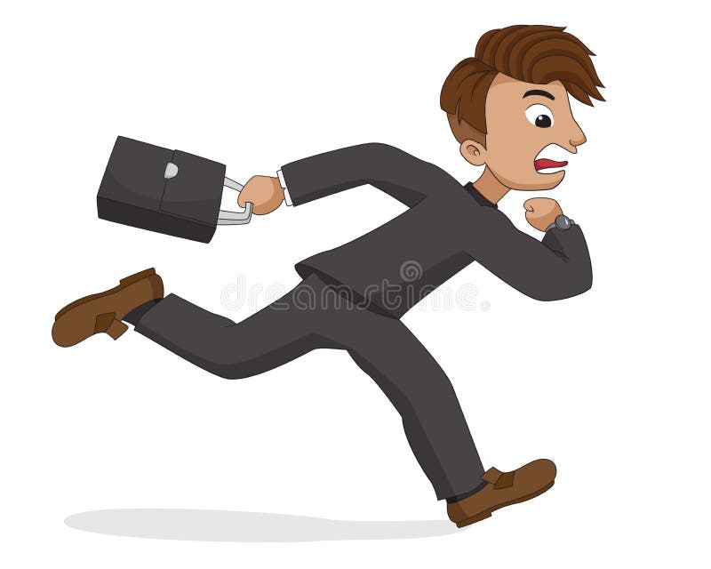He Rushed To Work because of Be Late for Work. Stock Vector ...