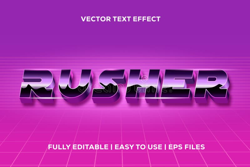Rusher Vector Text Effect in 80 S Style Stock Vector - Illustration of ...
