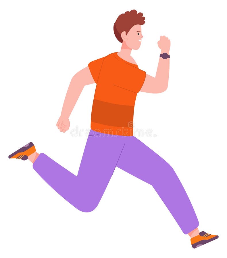 Rushing Man. Running Male Character Side View Stock Vector ...
