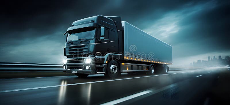A Rushing Modern High-speed Truck on a Blurred Background Stock Image ...