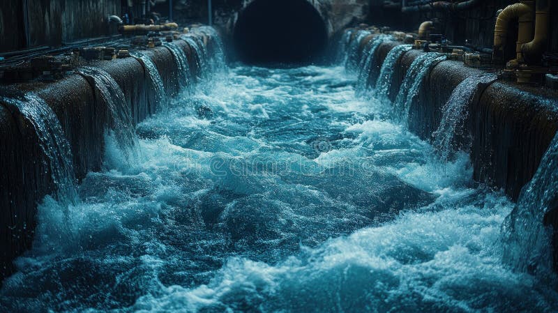 A Rushing River Flows through a Narrow Channel, Cascading Down a Series ...