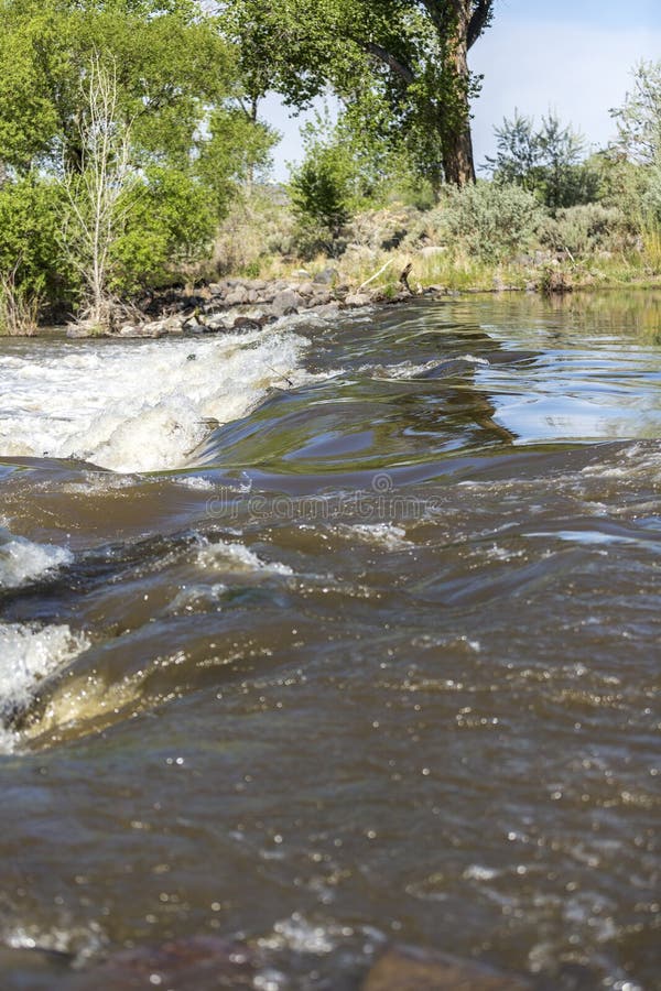 Rushing River Rapids Smooth Flow Over Rocks with Reflections Stock ...