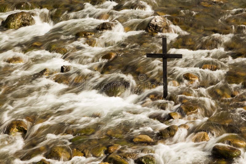 Salvation Cross of Christ on Hill at Sunset Stock Photo - Image of ...