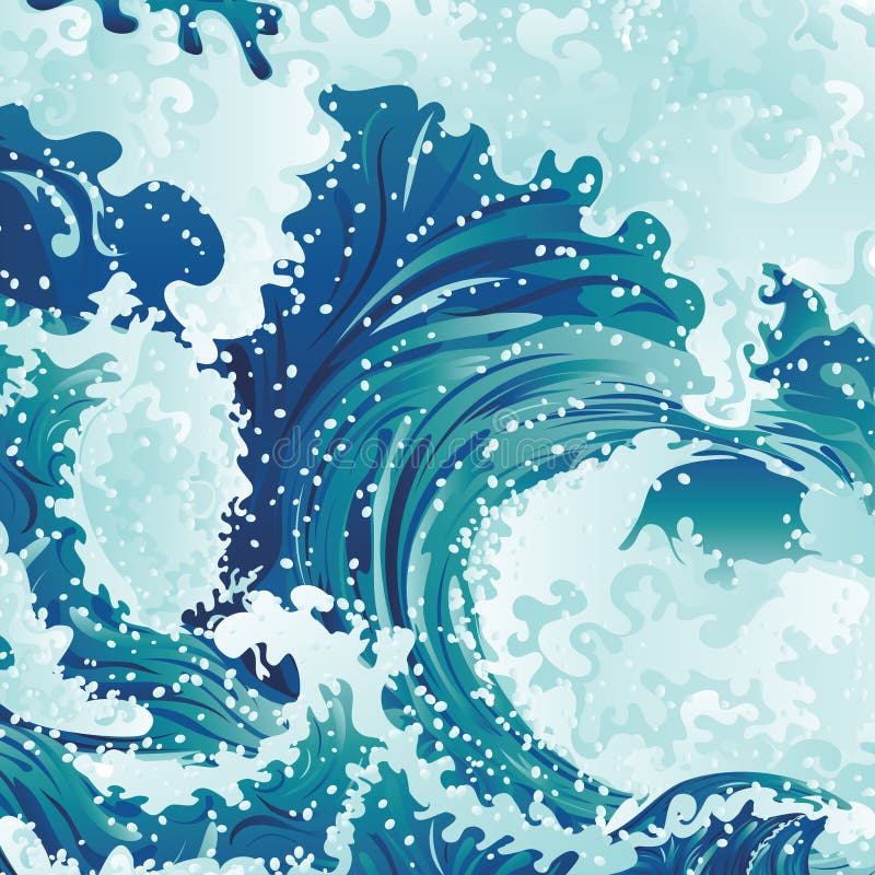 Rushing sea waves stock vector. Illustration of storm - 161946118