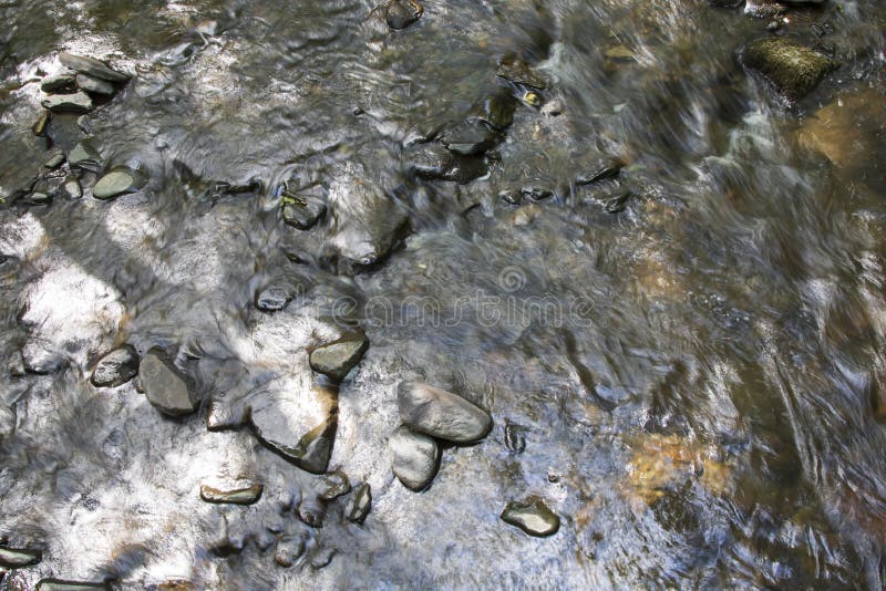 Rushing Water Flowing Over Rocks in a Stream Stock Photo - Image of ...