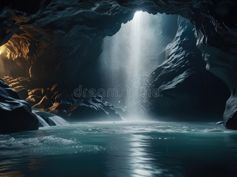 Rushing Water of the Underground River Stock Image - Image of nature ...