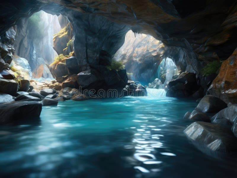 Rushing Water of the Underground River Stock Photo - Image of tourists ...