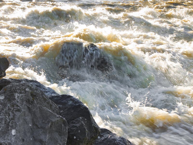 Rushing Waters of a Swollen River Stock Image - Image of background ...