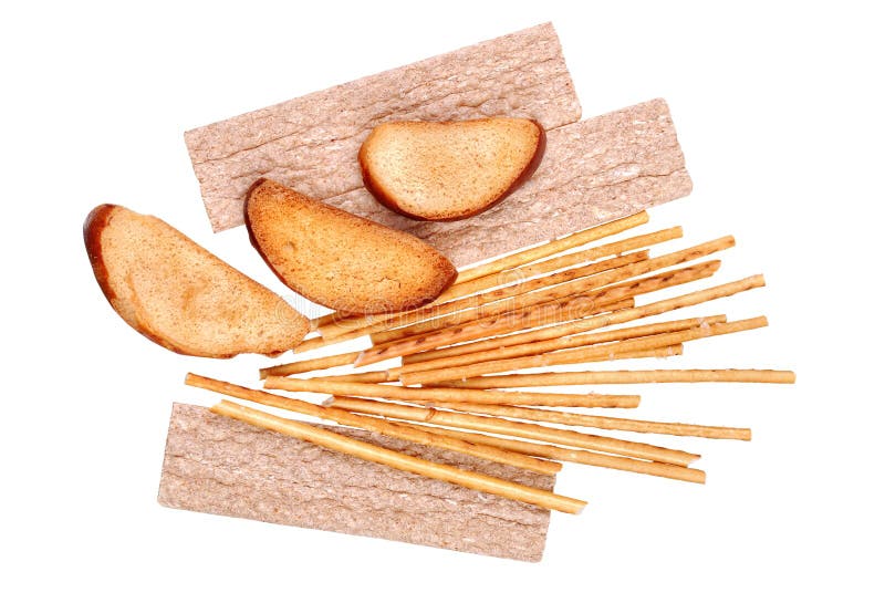 Rusk and Salted Breadsticks Isolated Stock Photo - Image of arranged ...