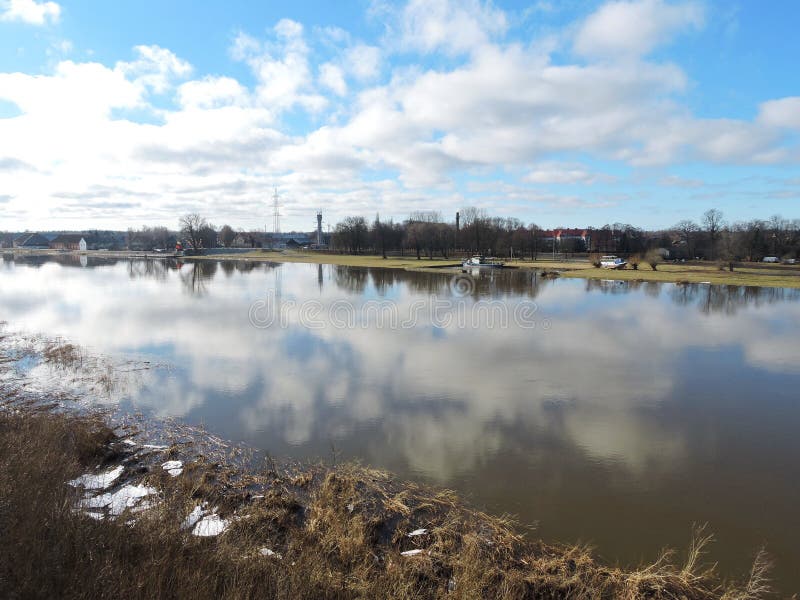 Rusne Town and Atmata River, Lithuania Stock Photo - Image of smooth ...
