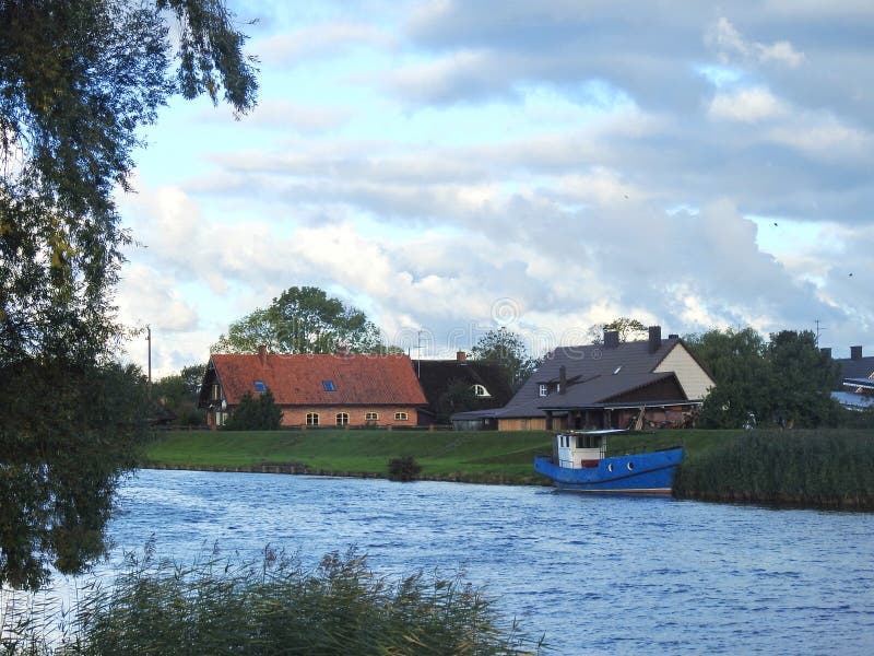 Rusne town, Lithuania stock photo. Image of landscape - 101327634