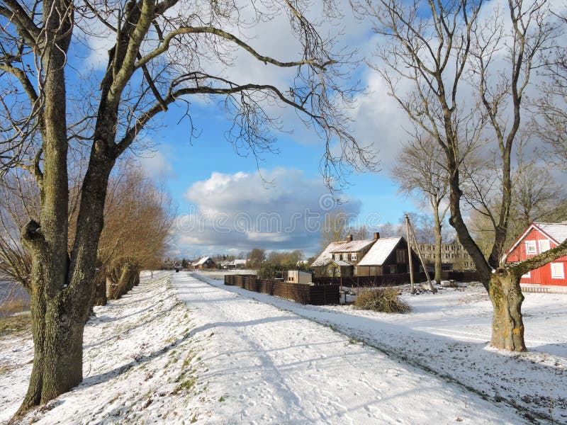 Rusne Town in Winter , Lithuania Stock Image - Image of trees, winter ...
